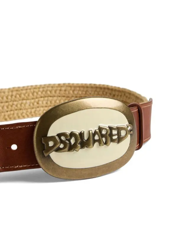Dsquared2 Logo-buckle Raffia Belt