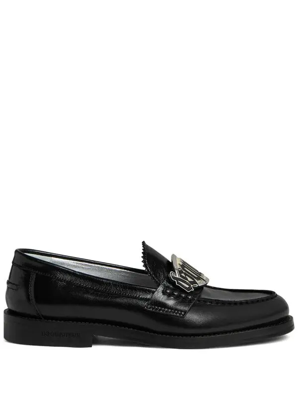 Dsquared2 Logo-plaque Leather Loafers - Black