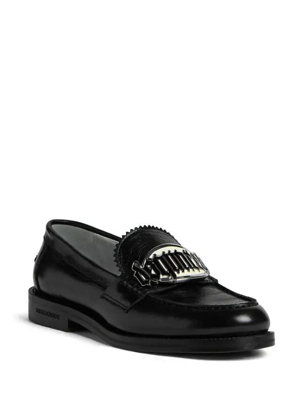 Dsquared2 Logo-plaque Leather Loafers - Black