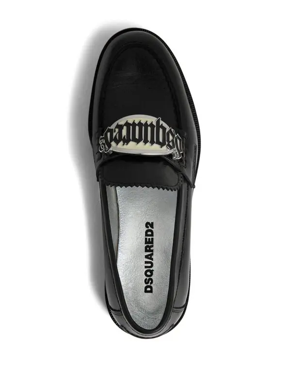 Dsquared2 Logo-plaque Leather Loafers - Black