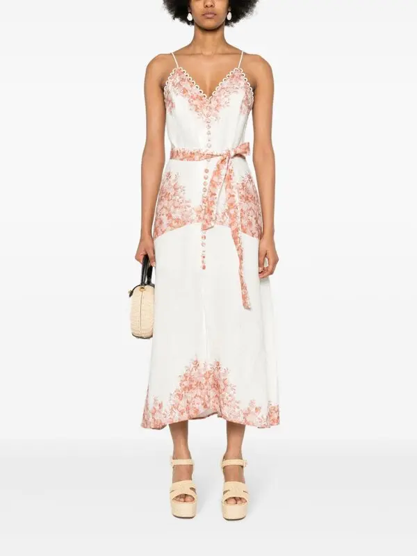 Twinset Floral-Print Linen Midi Dress In Neutrals - 72% Off | Editorialist