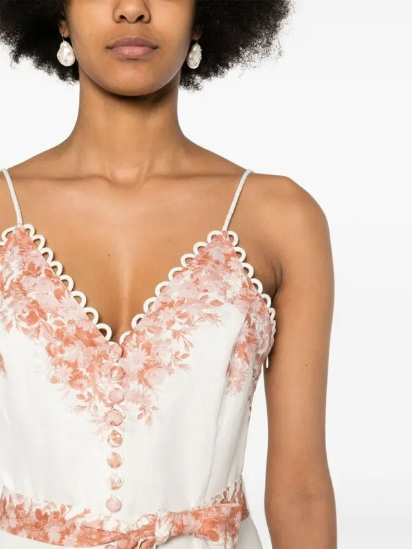 Twinset Floral-Print Linen Midi Dress In Neutrals - 72% Off | Editorialist