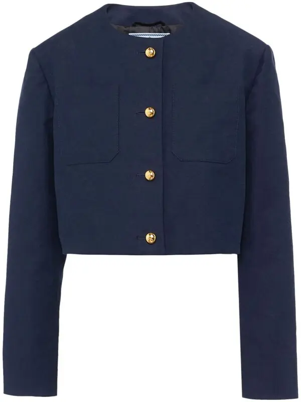 Prada Single-breasted Cropped Jacket - Blue