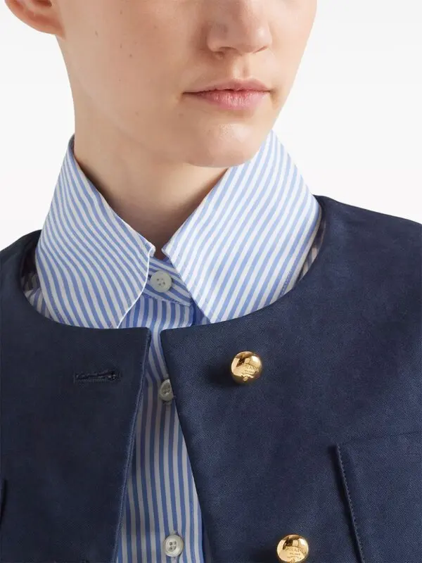 Prada Single-breasted Cropped Jacket - Blue
