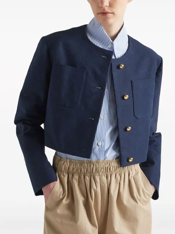 Prada Single-breasted Cropped Jacket - Blue