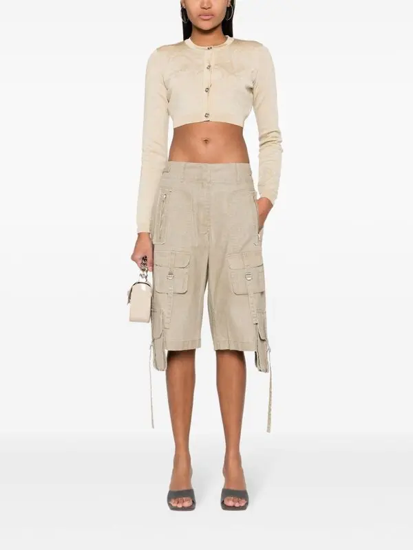 Versace Barocco Lurex Cropped Cardigan - Neutrals