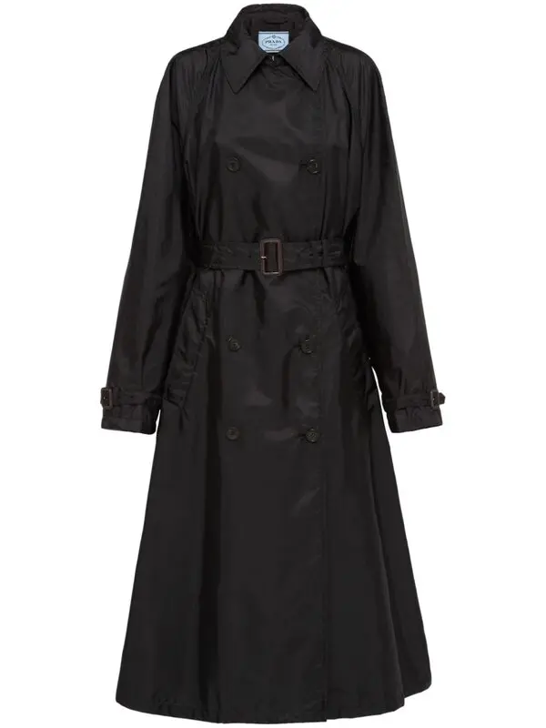 Prada Re-Nylon Belted Trench Coat Black Editorialist