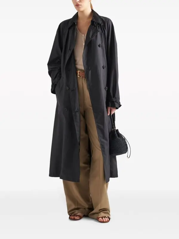 Prada Re-Nylon Belted Trench Coat - Black | Editorialist
