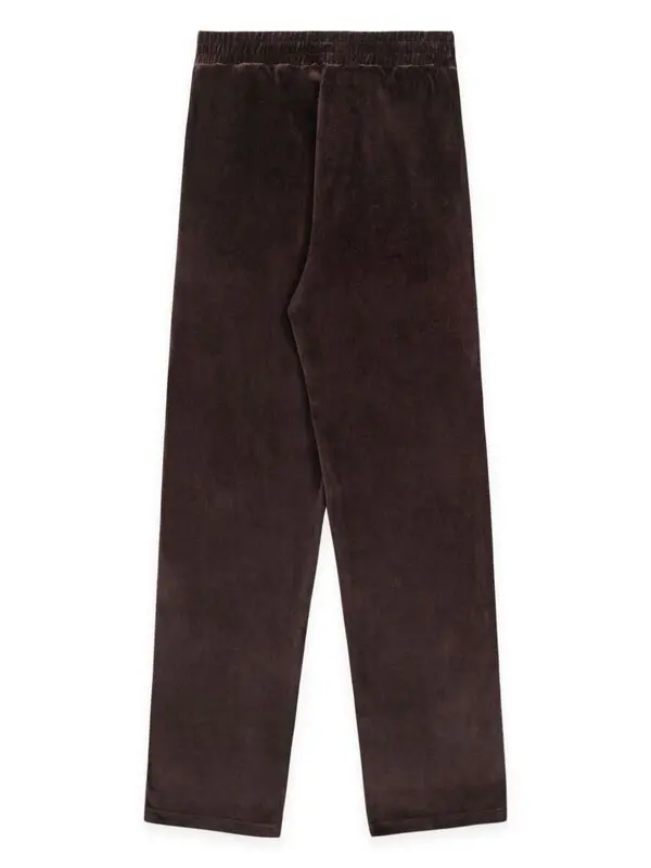 SPORTY & RICH Script-logo Velour Track Pants - Brown
