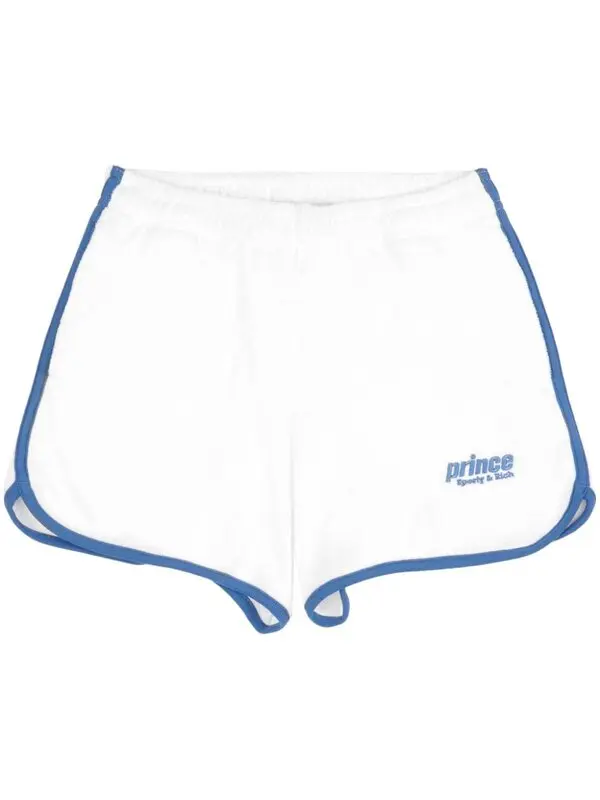 SPORTY & RICH Prince Cotton Track Shorts - White