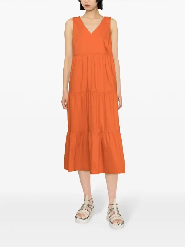 Woolrich V-neck Cotton Maxi Dress