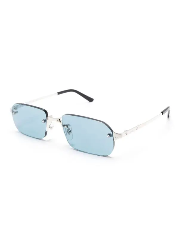 Cartier Santos Rectangle-frame Sunglasses - Silver