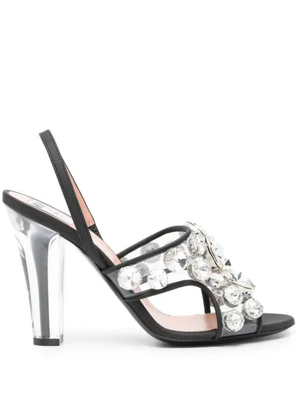 Moschino 110mm Crystal-embellished Leather Sandals