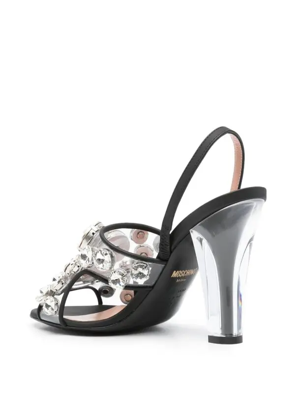 Moschino 110mm Crystal-embellished Leather Sandals