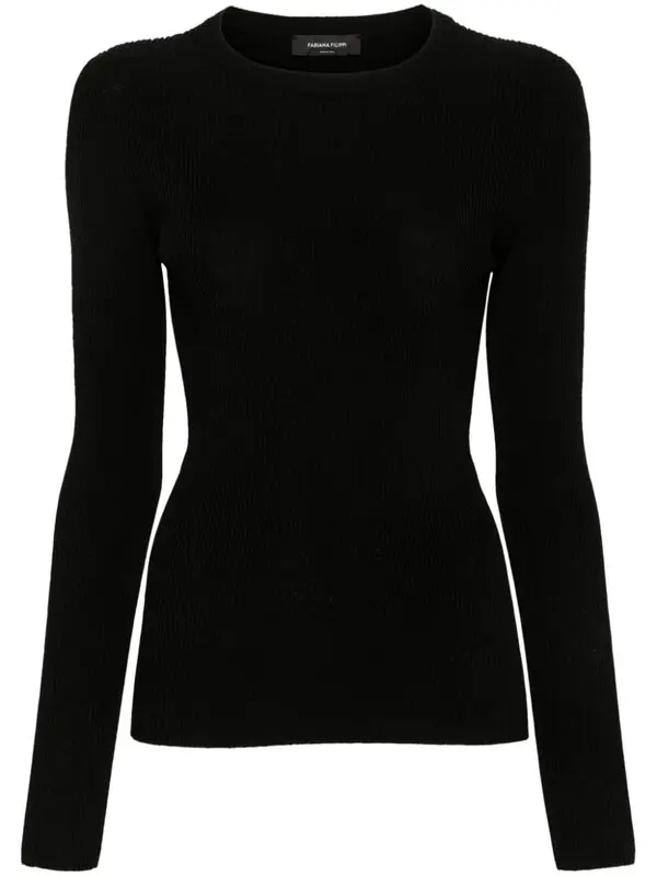Fabiana Filippi Crew-neck Ribbed Jumper - Black