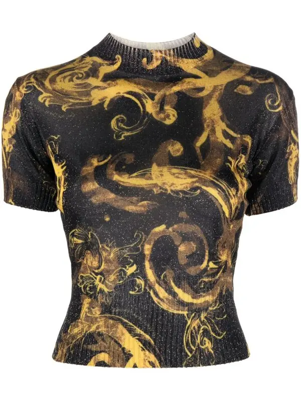 Versace Barocco Glitter Knit Top