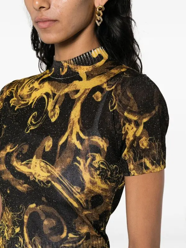 Versace Barocco Glitter Knit Top