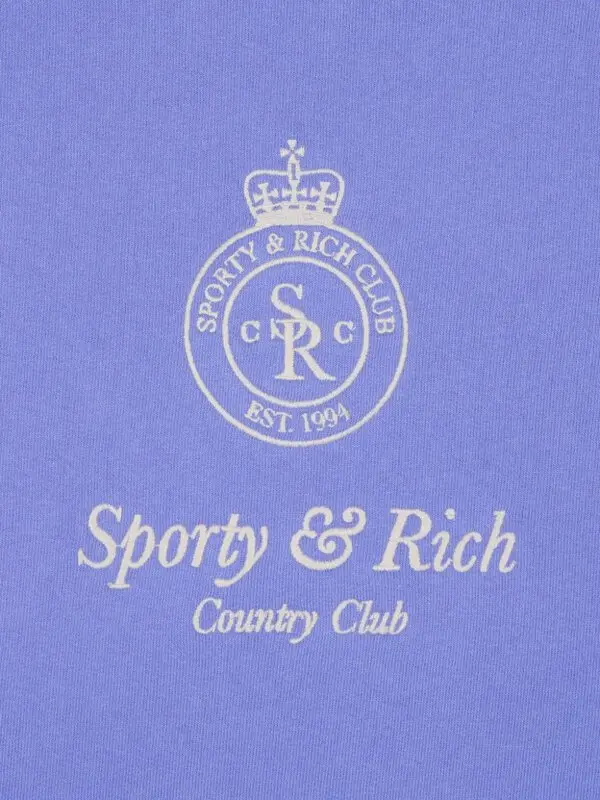 SPORTY & RICH Crown-embroidered Cotton Sweatshirt - Purple