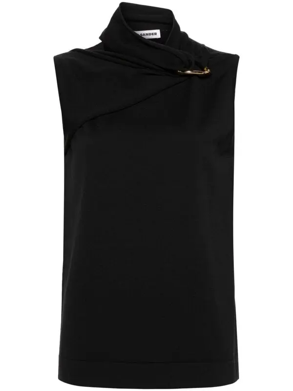 JIL SANDER Hardware-detail Knitted Tank Top - Black