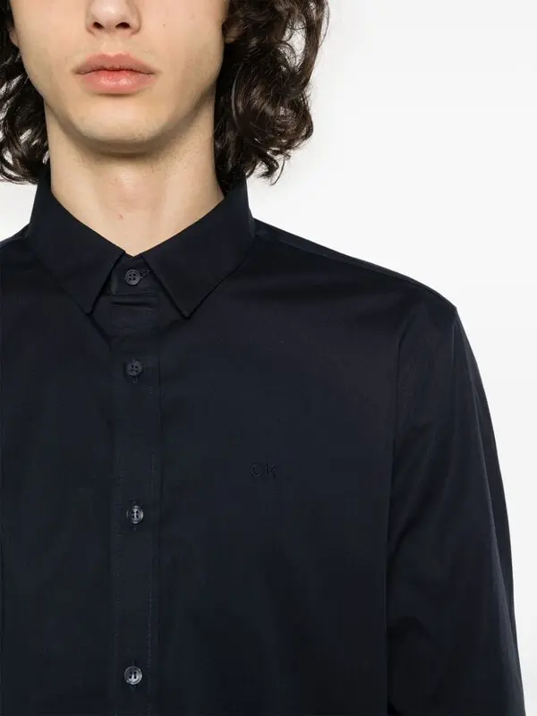 Calvin Klein Monogram-embroidered Cotton Shirt