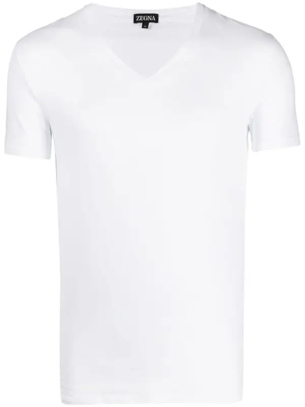 Zegna V-neck Stretch-cotton T-shirt - White