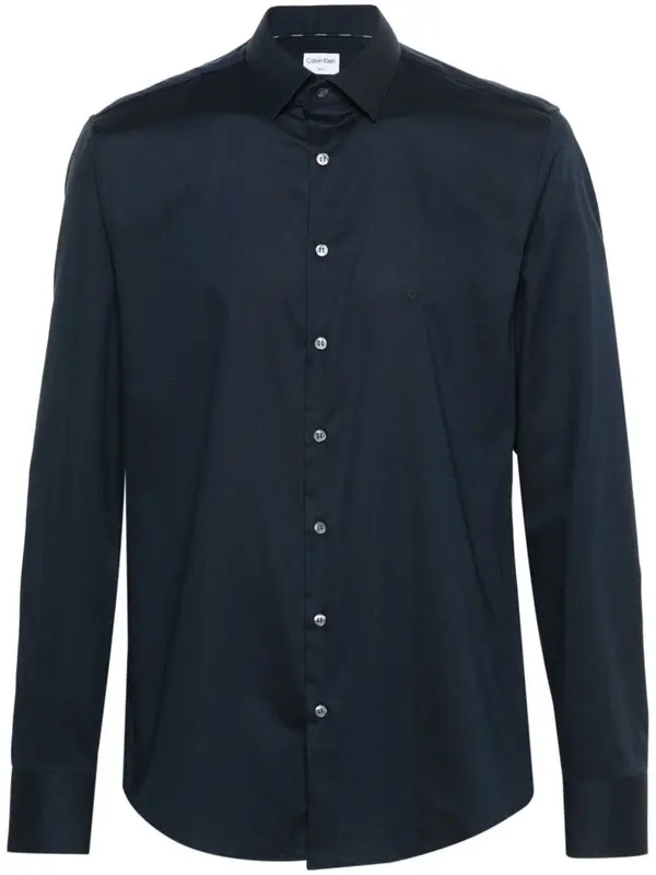 Calvin Klein Monogram-embroidered Cotton Shirt