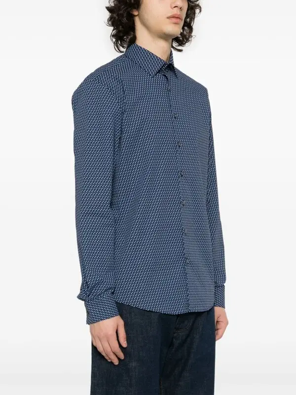 Calvin Klein Geometric-print Cotton Shirt - Blue