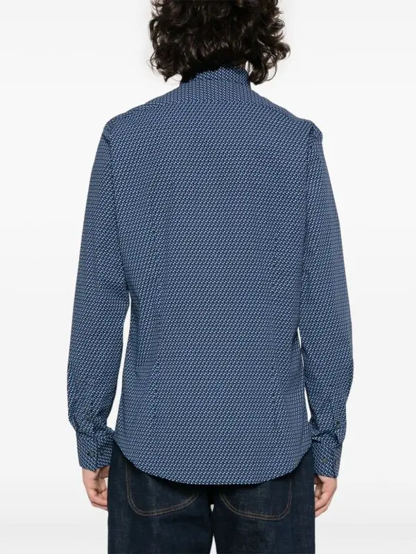 Calvin Klein Geometric-print Cotton Shirt - Blue