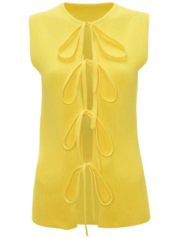 JW Anderson Lace-up Ribbed-knit Top - Yellow