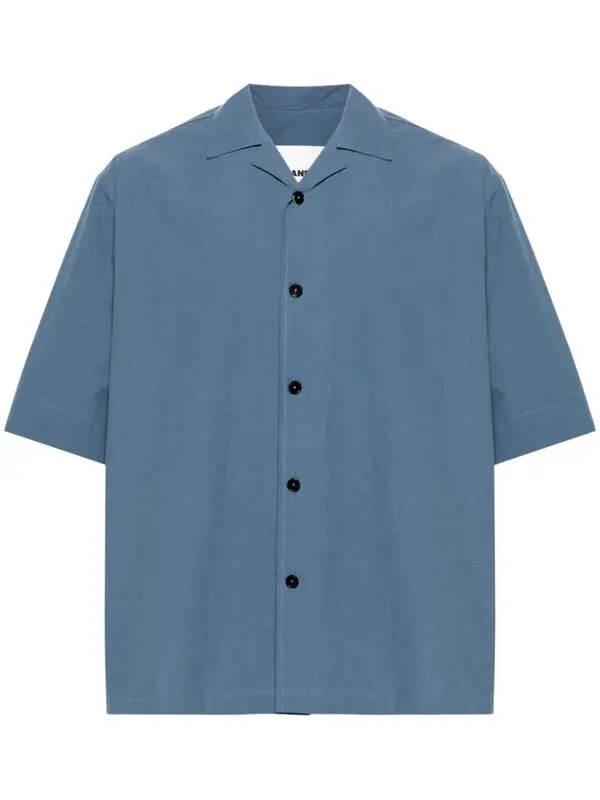 JIL SANDER Camp-collar Cotton Shirt - Blue