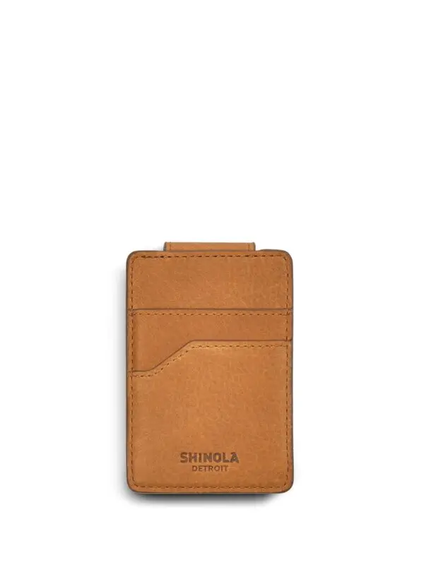 Shinola Grained-leather Magnetic Money-clip Card Holder - Brown