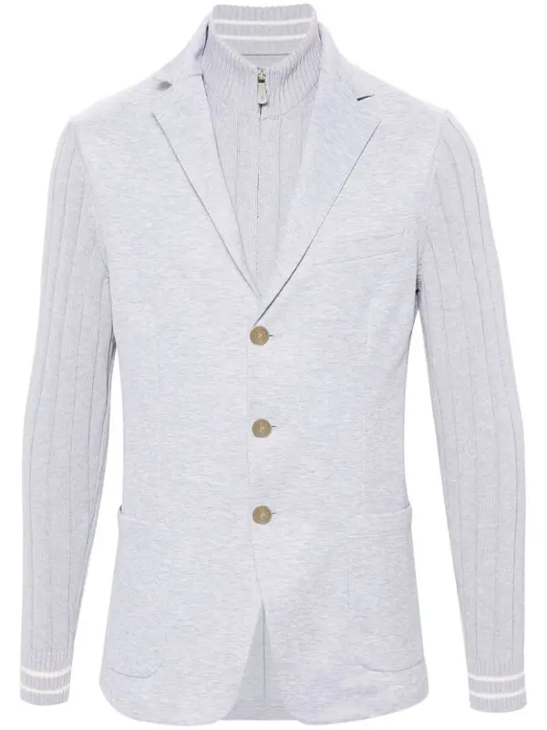 Eleventy Mélange-effect Panelled Blazer