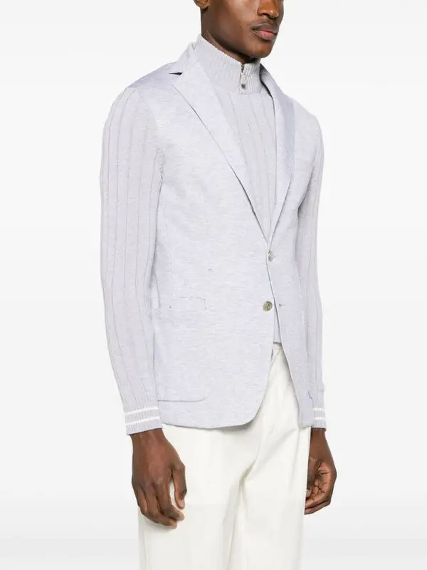 Eleventy Mélange-effect Panelled Blazer