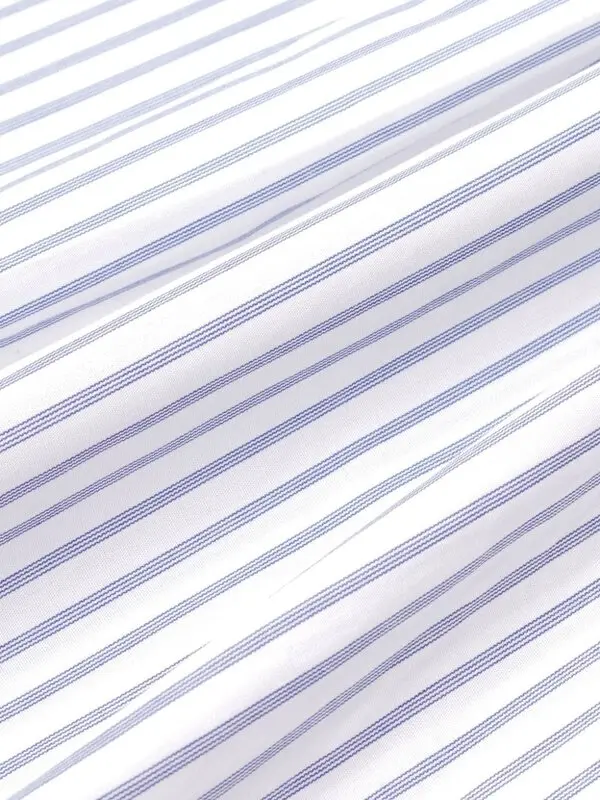 SPORTY & RICH Crown-embroidered Striped Cotton Shirt - White