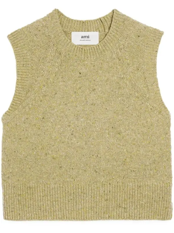Ami Logo-embroidered Knitted Vest - Green