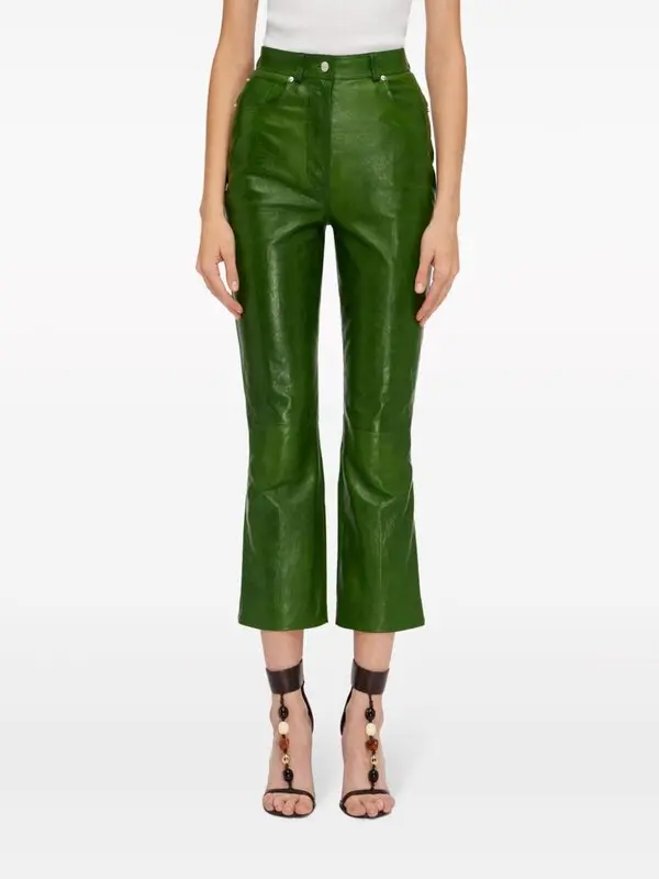 FERRAGAMO High-waisted Flared Leather Trousers