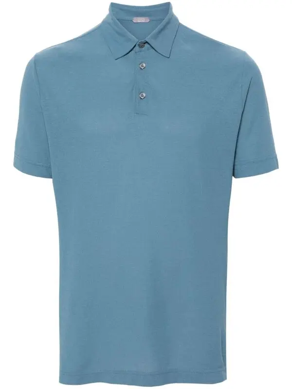ZANONE Fine-knit Cotton Polo Shirt - Blue