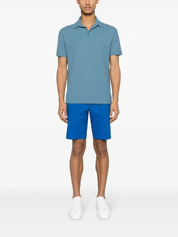 ZANONE Fine-knit Cotton Polo Shirt - Blue