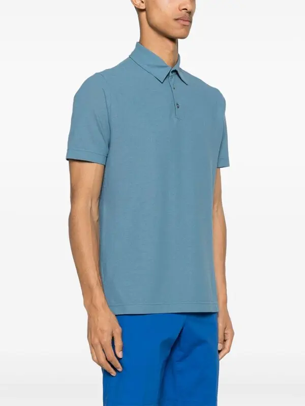 ZANONE Fine-knit Cotton Polo Shirt - Blue