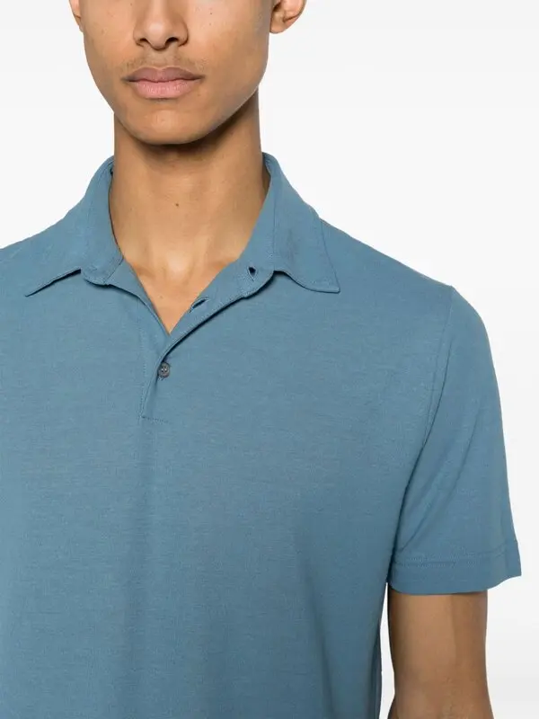 ZANONE Fine-knit Cotton Polo Shirt - Blue