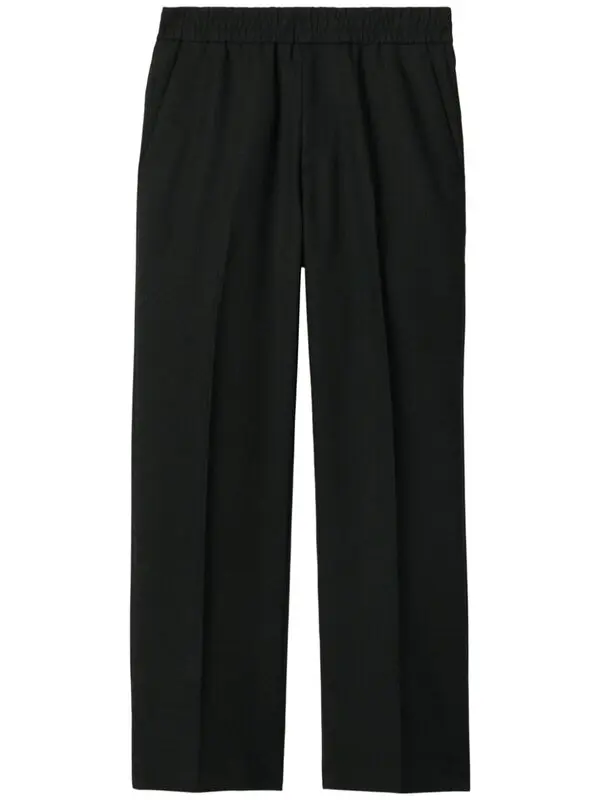 Burberry Wool-blend Straight-leg Trousers - Black