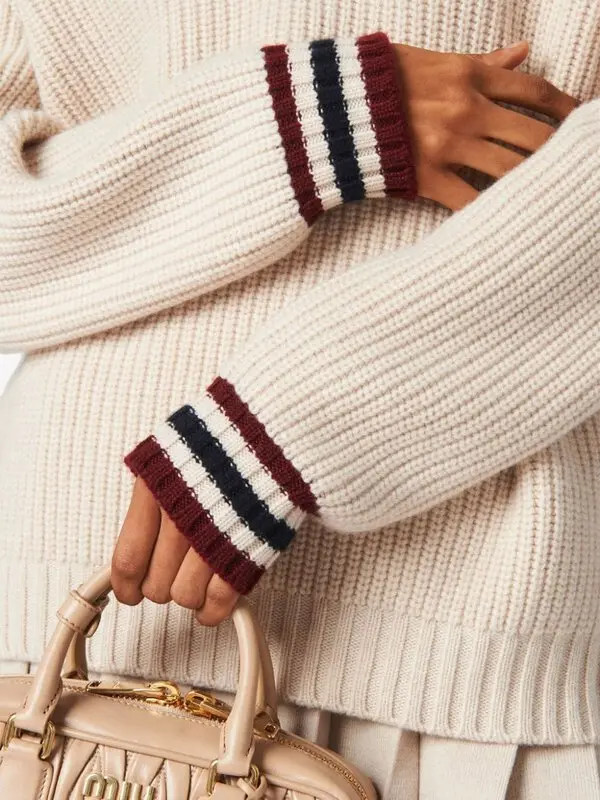 Miu Miu Cashmere Jumper With Stripe Trim