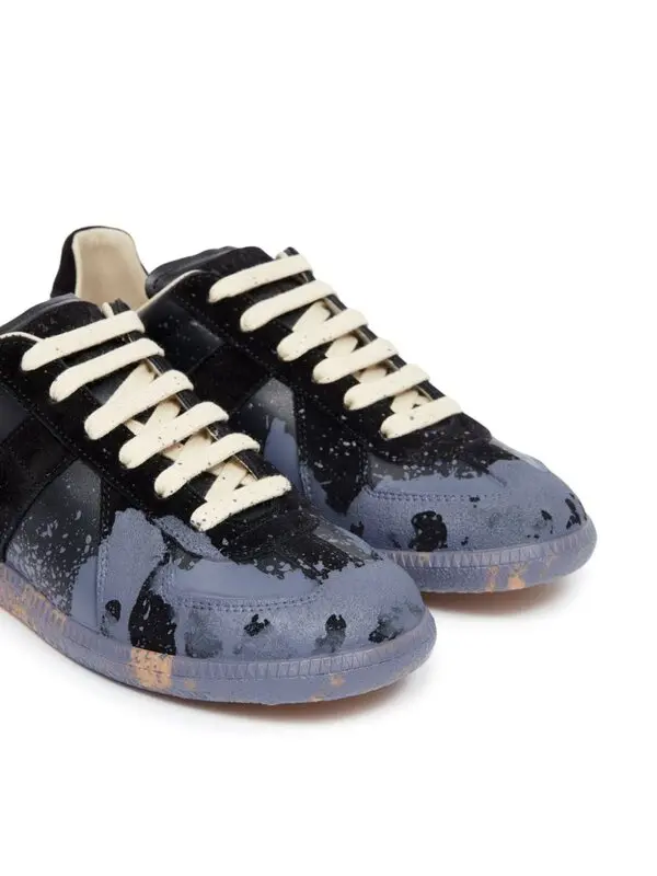 MAISON MARGIELA Replica Paint Leather Sneakers - Black