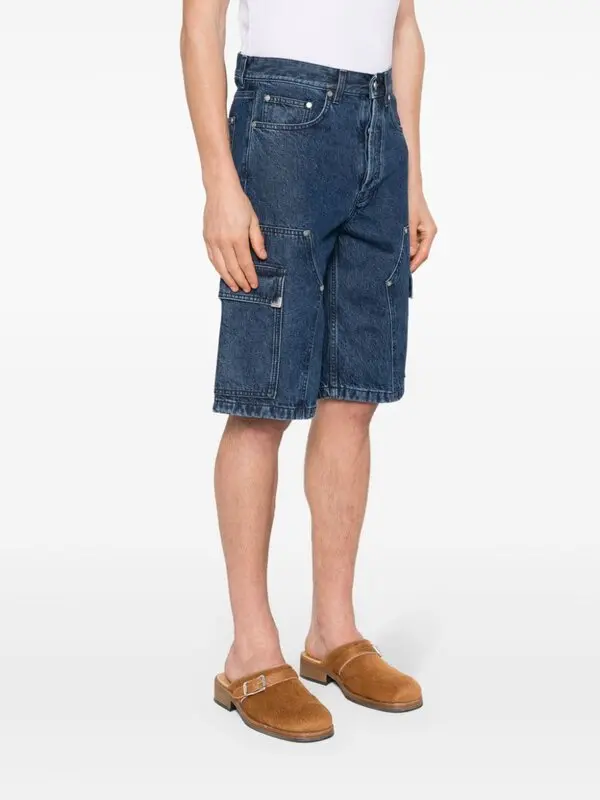 Palm Angels Logo-embroidered Denim Cargo Shorts