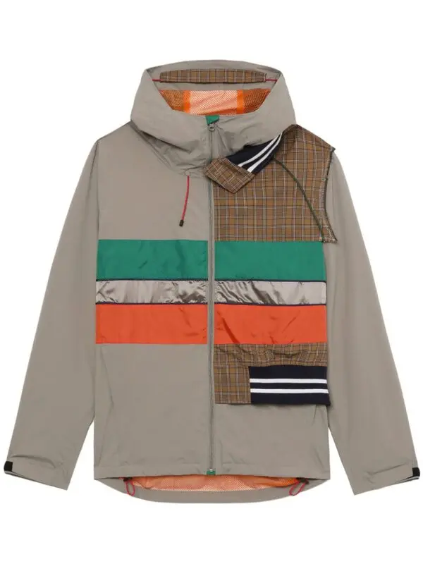 Kolor Contrasting Panel Hooded Jacket - Green