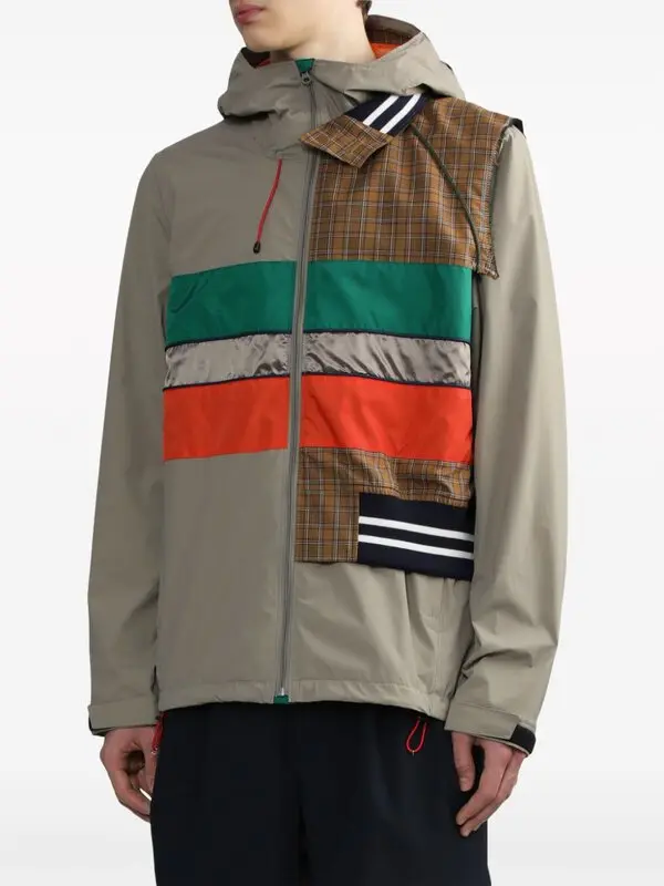 Kolor Contrasting Panel Hooded Jacket - Green