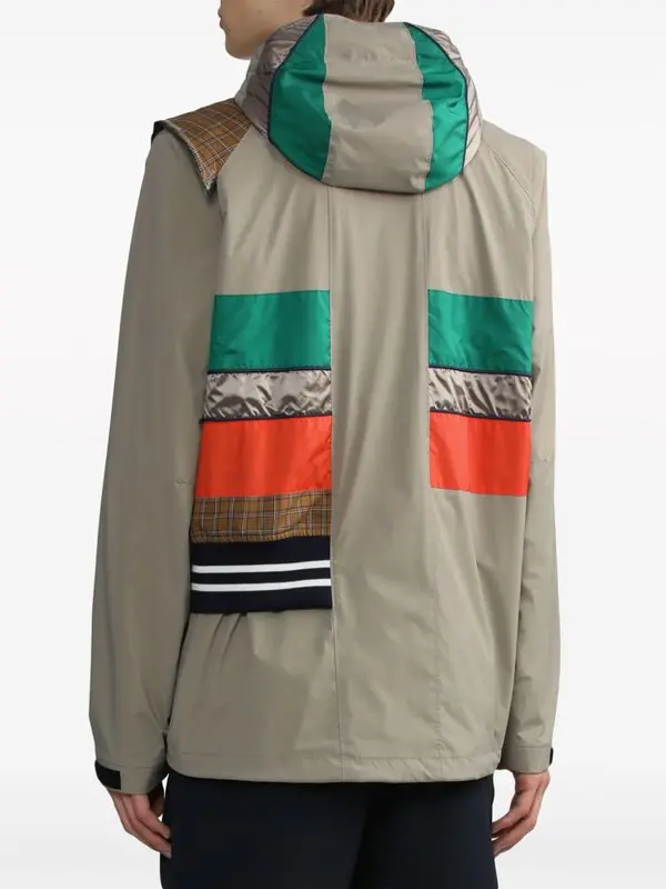 Kolor Contrasting Panel Hooded Jacket - Green