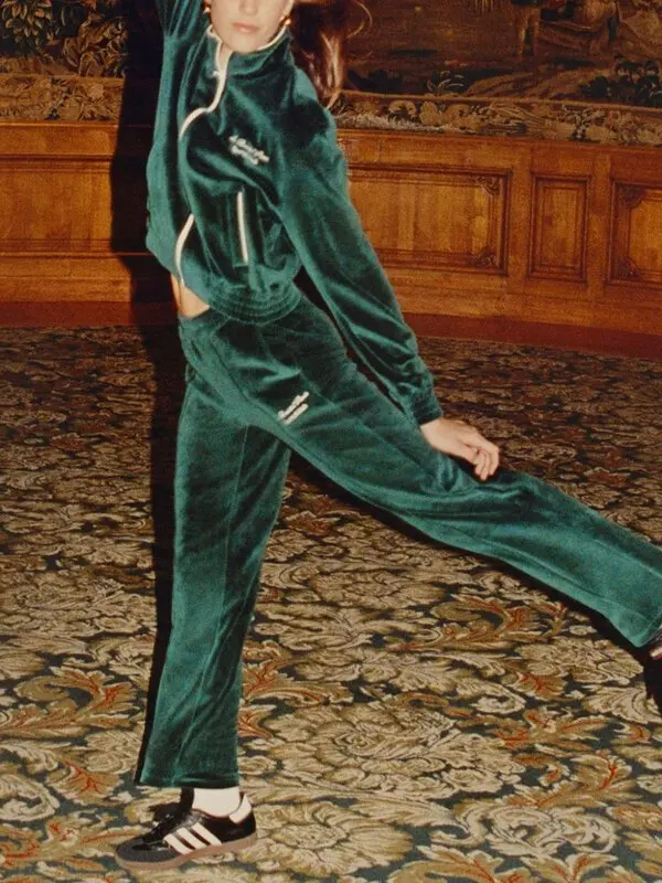 Sporty & Rich Faubourg Cotton Velour Track Jacket - Green