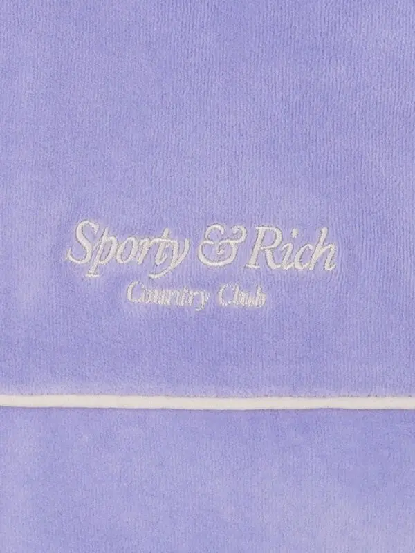 SPORTY & RICH Script Cotton Velour Track Jacket