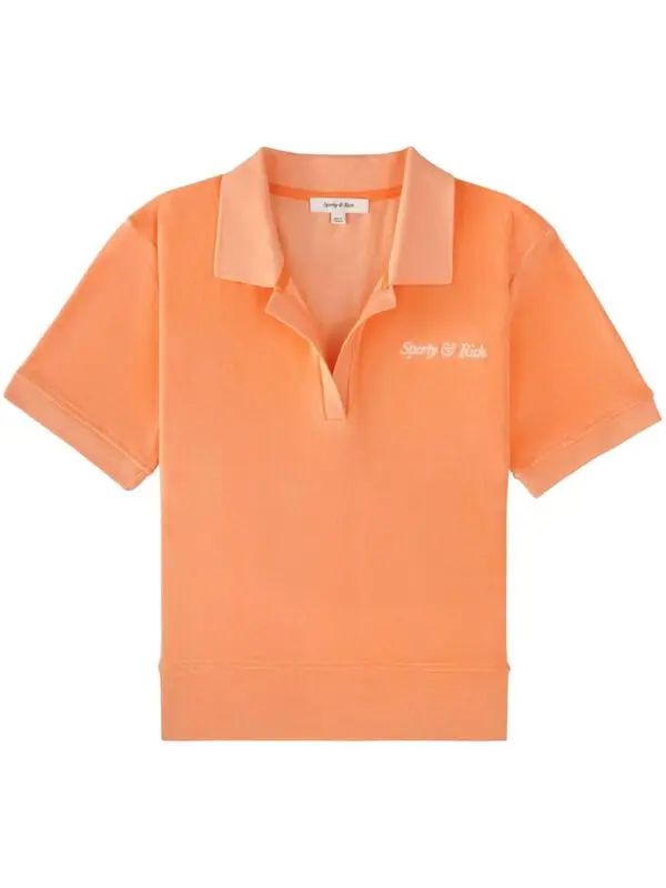 SPORTY & RICH Italic Logo Cotton Polo